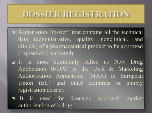 Content and format of dossier filling in india | PPTX | Pharmaceutical ...