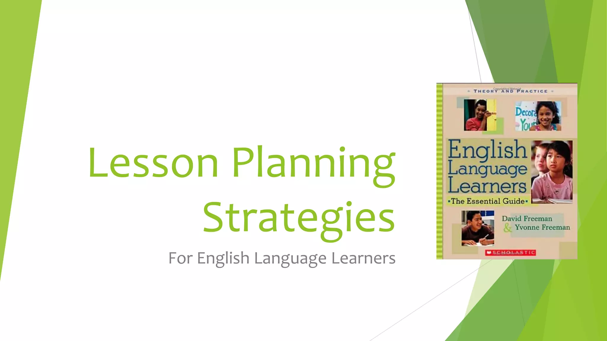 Lesson Planning Strategies for English Language Learners K-12 | PPTX