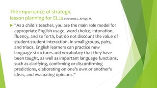 Lesson Planning Strategies for English Language Learners K-12 | PPTX
