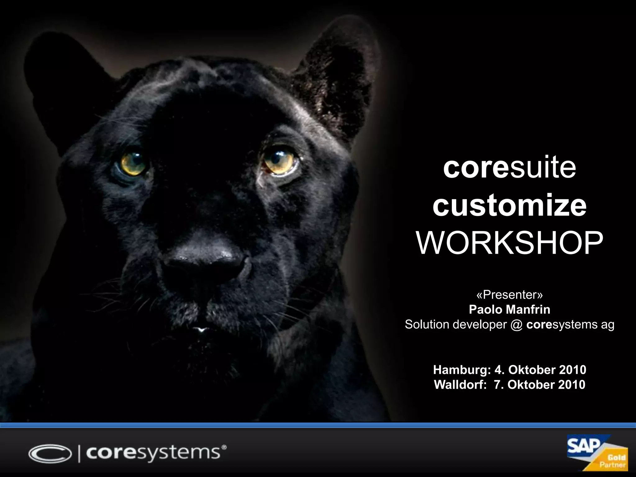 Workshop coresuite customize for SAP Business One | PPTX