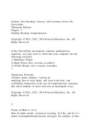 Content Area Reading Literacy and Learning Across the Curriculu | PDF