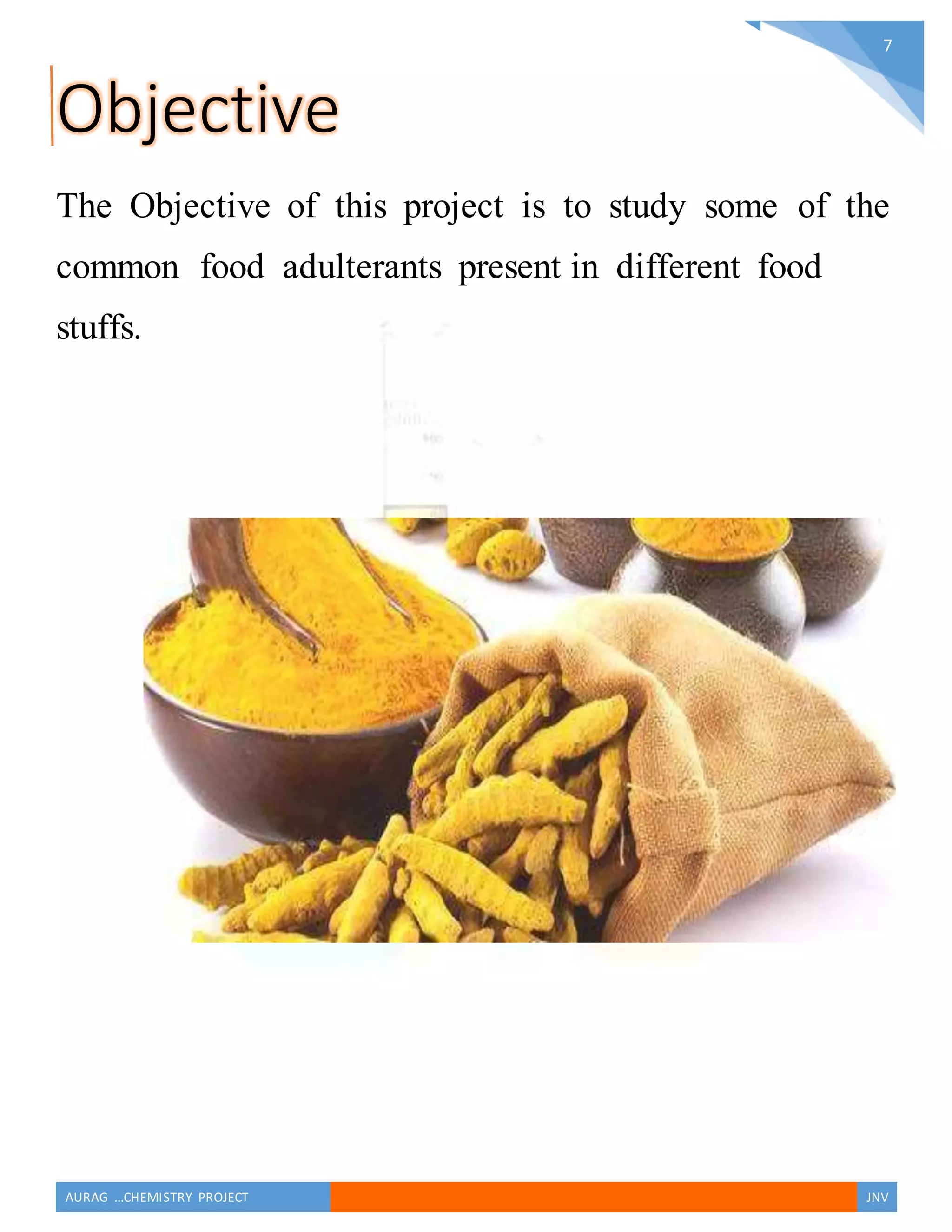 chemistry investigatory project on adulterants in food | DOCX