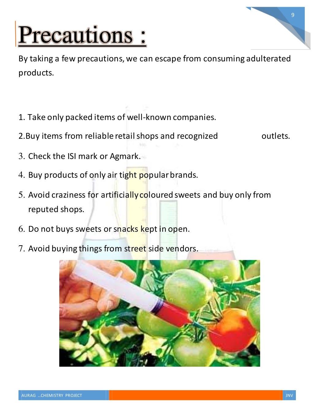 Chemistry Investigatory Project On Adulterants In Food