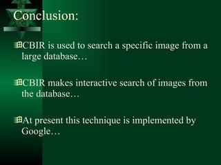 Content based image retrieval(cbir) | PPT