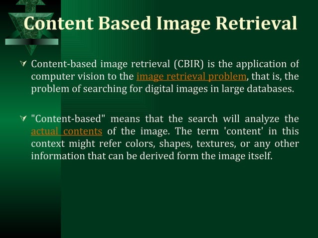 Content based image retrieval(cbir) | PPT