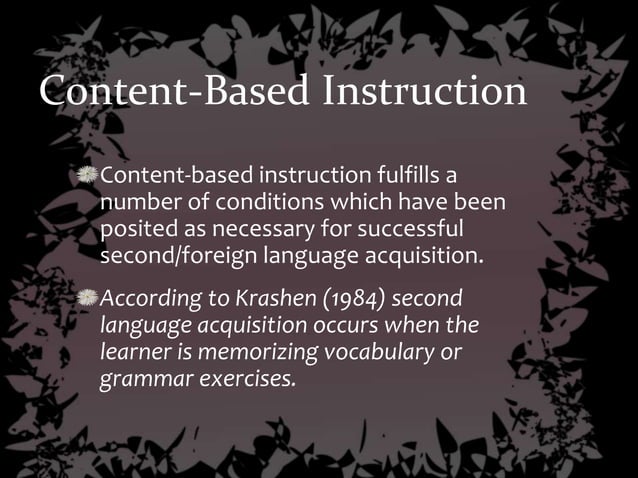 Content based language instruction | PPTX | Education