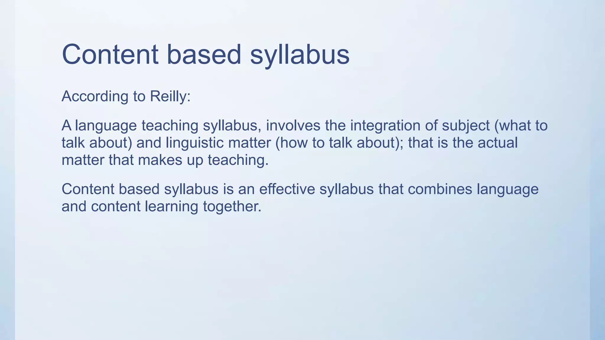 Content based syllabus | PPTX