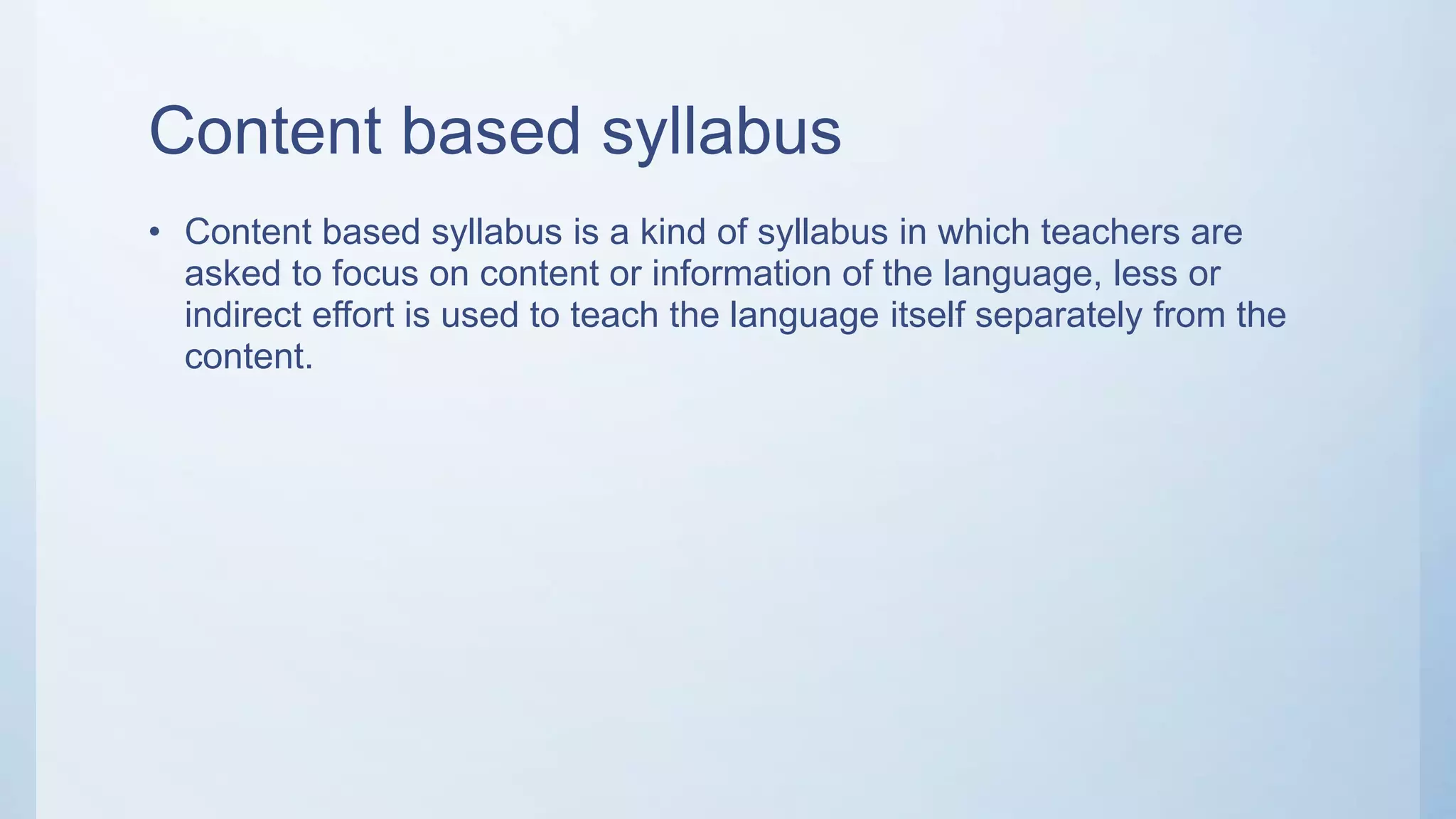 Content based syllabus | PPTX
