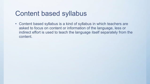 Content based syllabus | PPTX