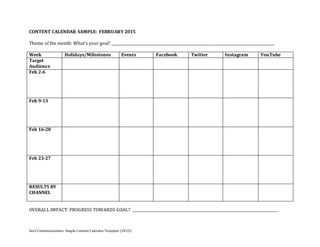 Simple Content Calendar Sample | PPT