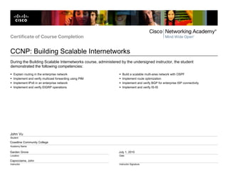 Cisco Certificate of Completion - BSCI | PDF