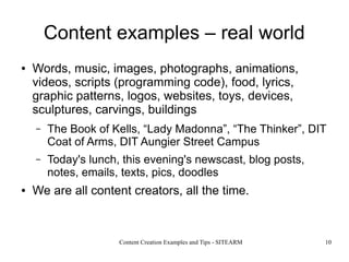 Content creation examples and tips | PDF | Internet for Beginners ...