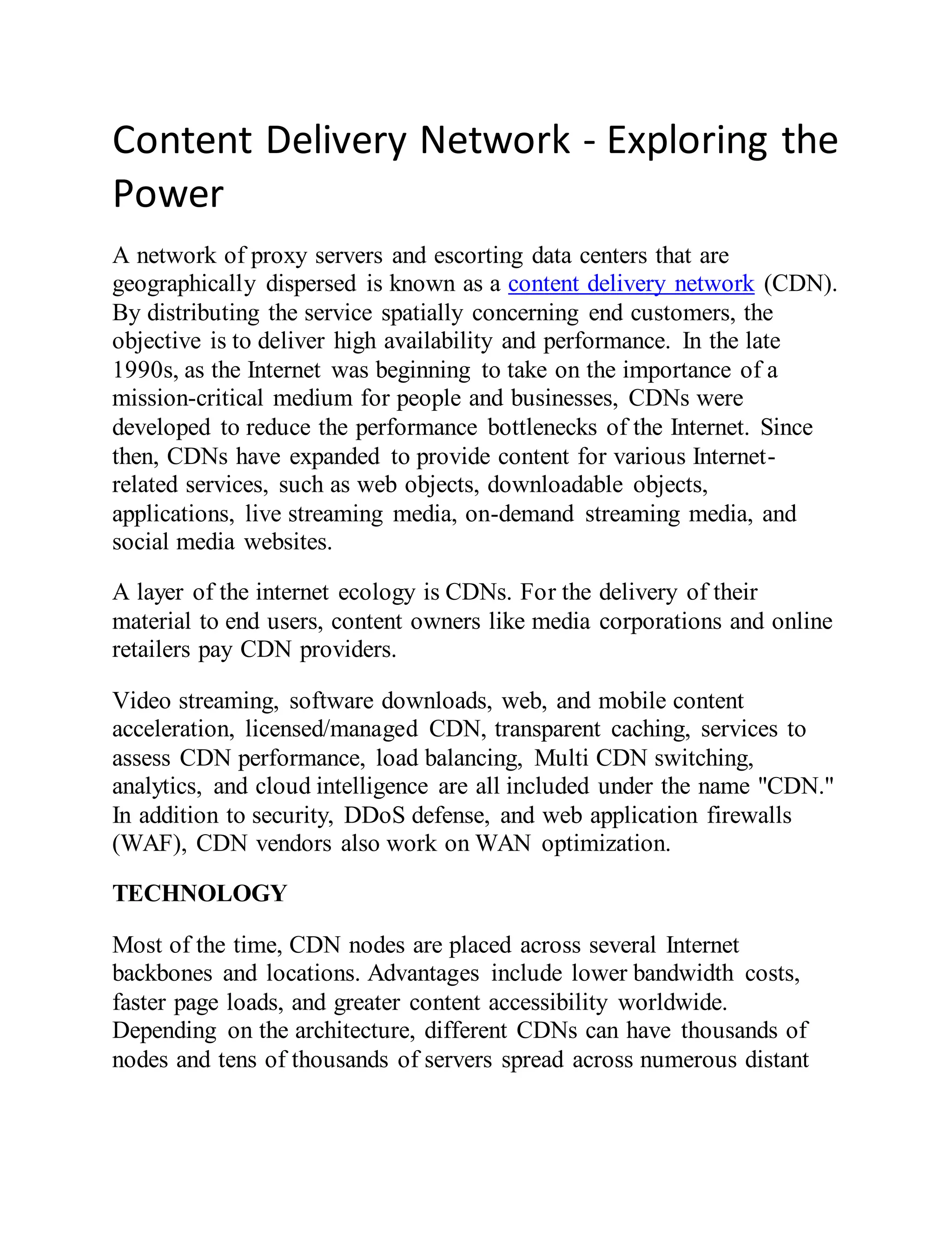 Content Delivery Network - Exploring the Power | PDF | Web Hosting | Internet