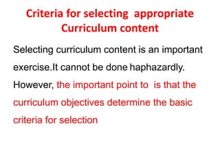 Content for in the process of curriculum development | PPT