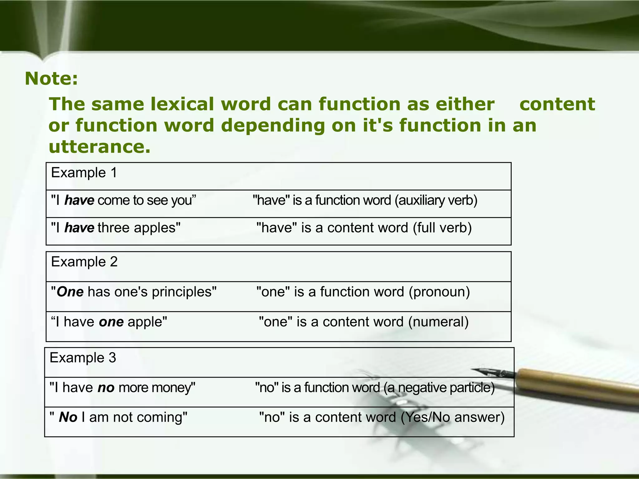 Content & function words and stressing words | PPTX