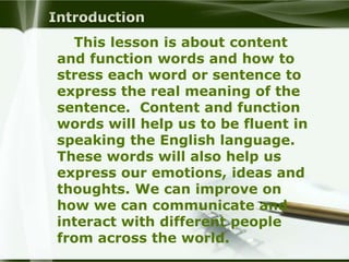 Content & function words and stressing words | PPTX