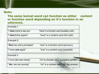 Content & function words and stressing words | PPTX