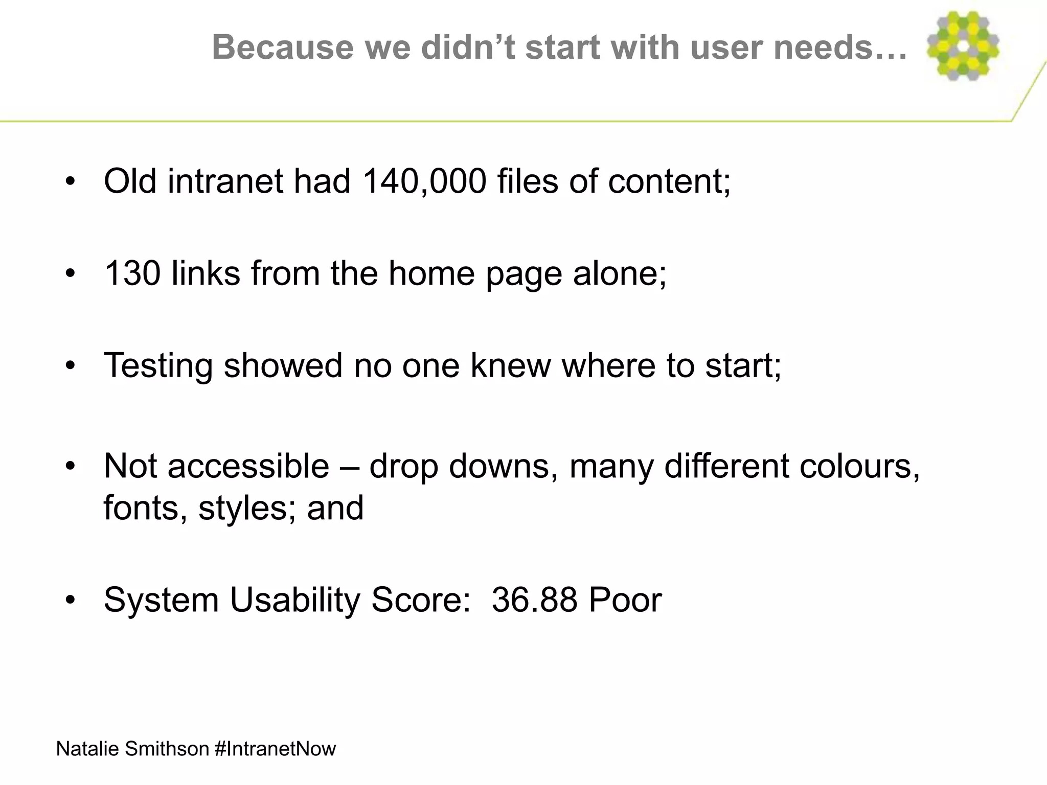 Content is critical for an intranet - Natalie Smithson | PPTX