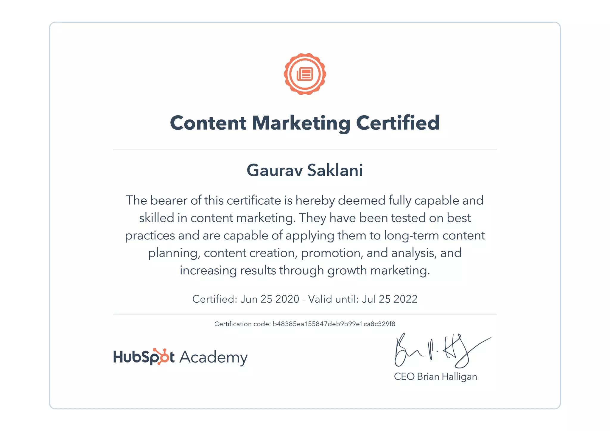 Content marketing certificate hubspot | PPT