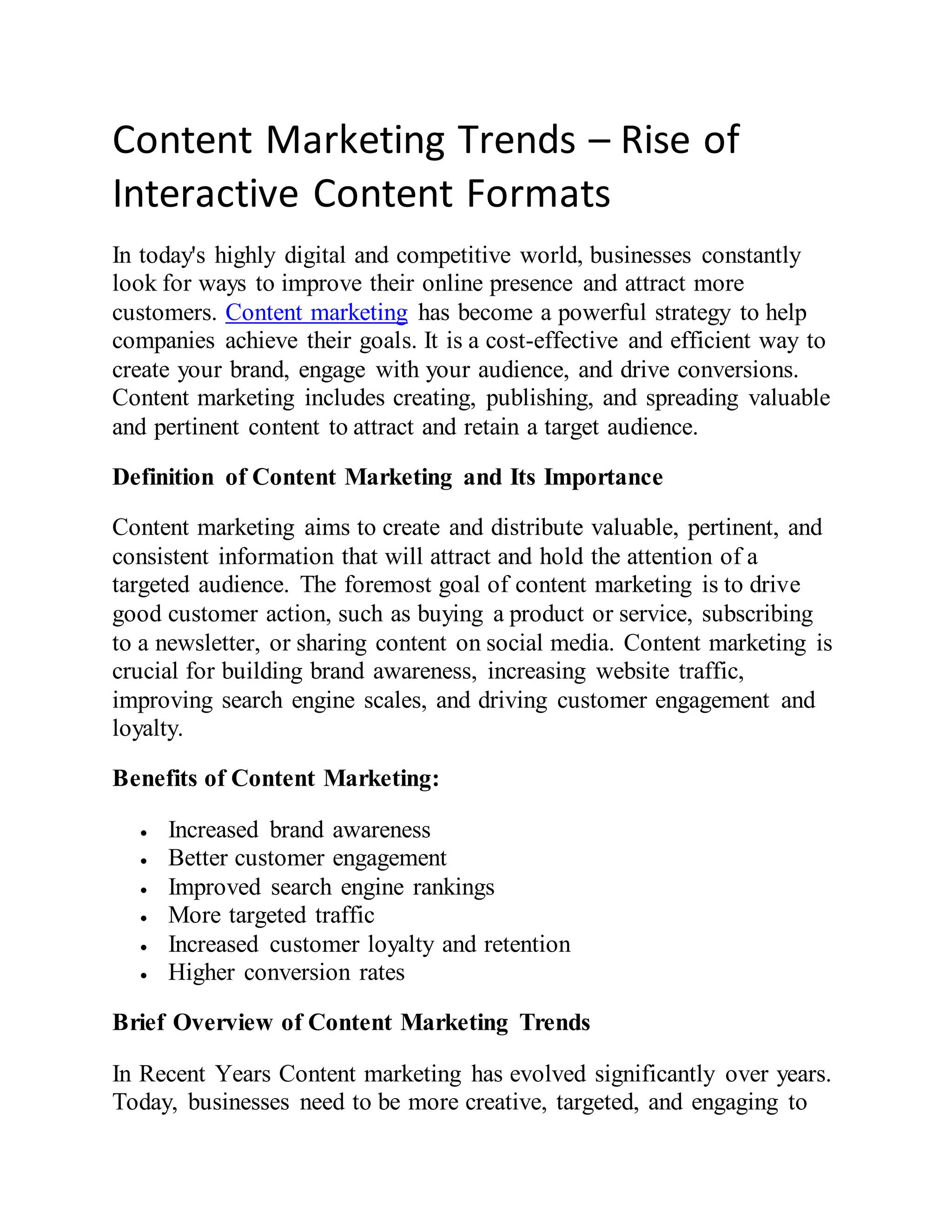 Content Marketing Trends – Rise of Interactive Content Formats | PDF