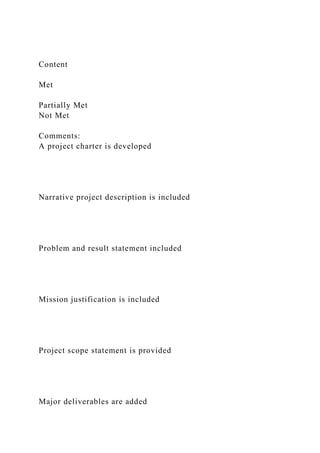 Project Charter Requirements Checklist | PDF