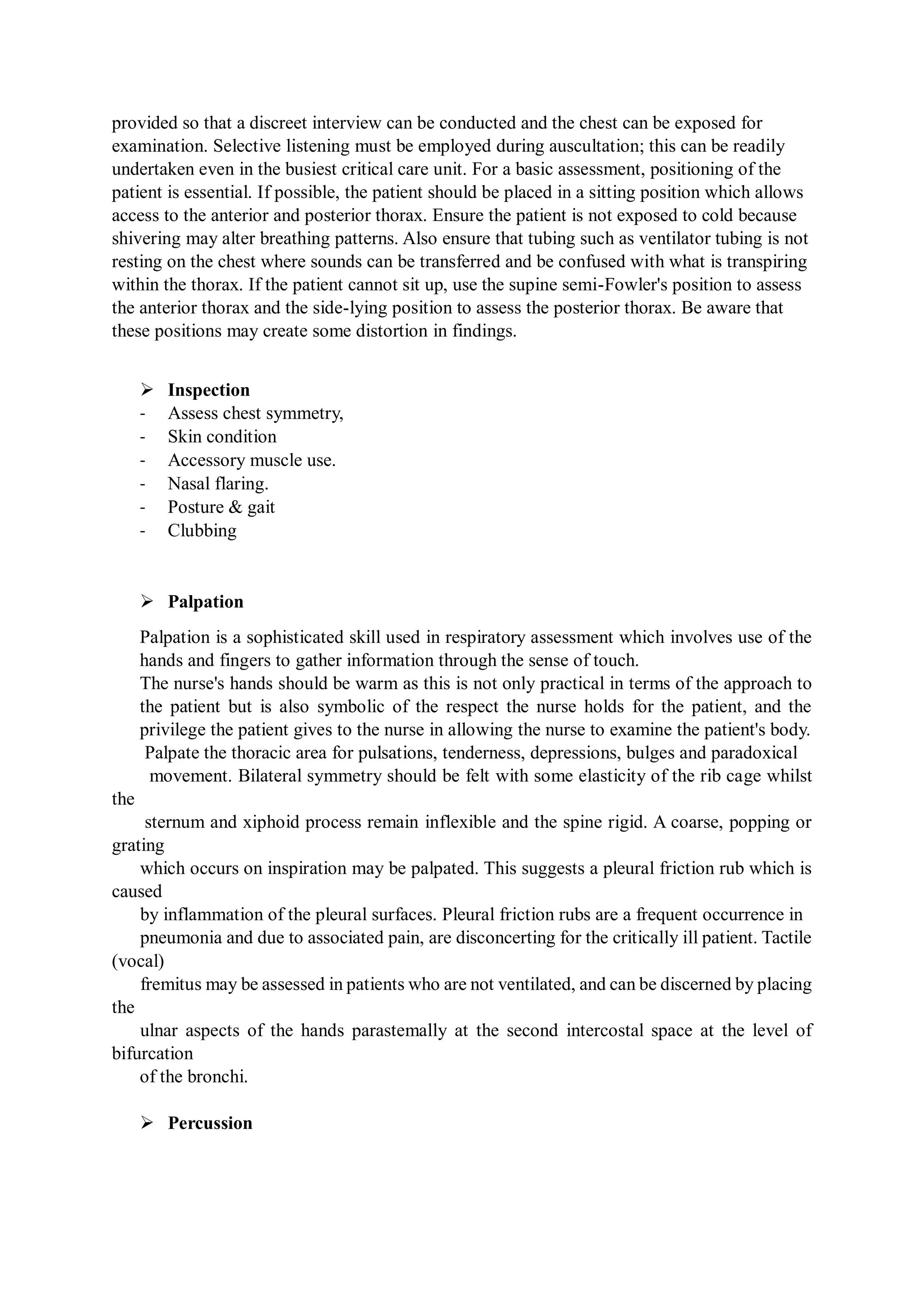 Respiratory assessment for Nurses in brief | PDF