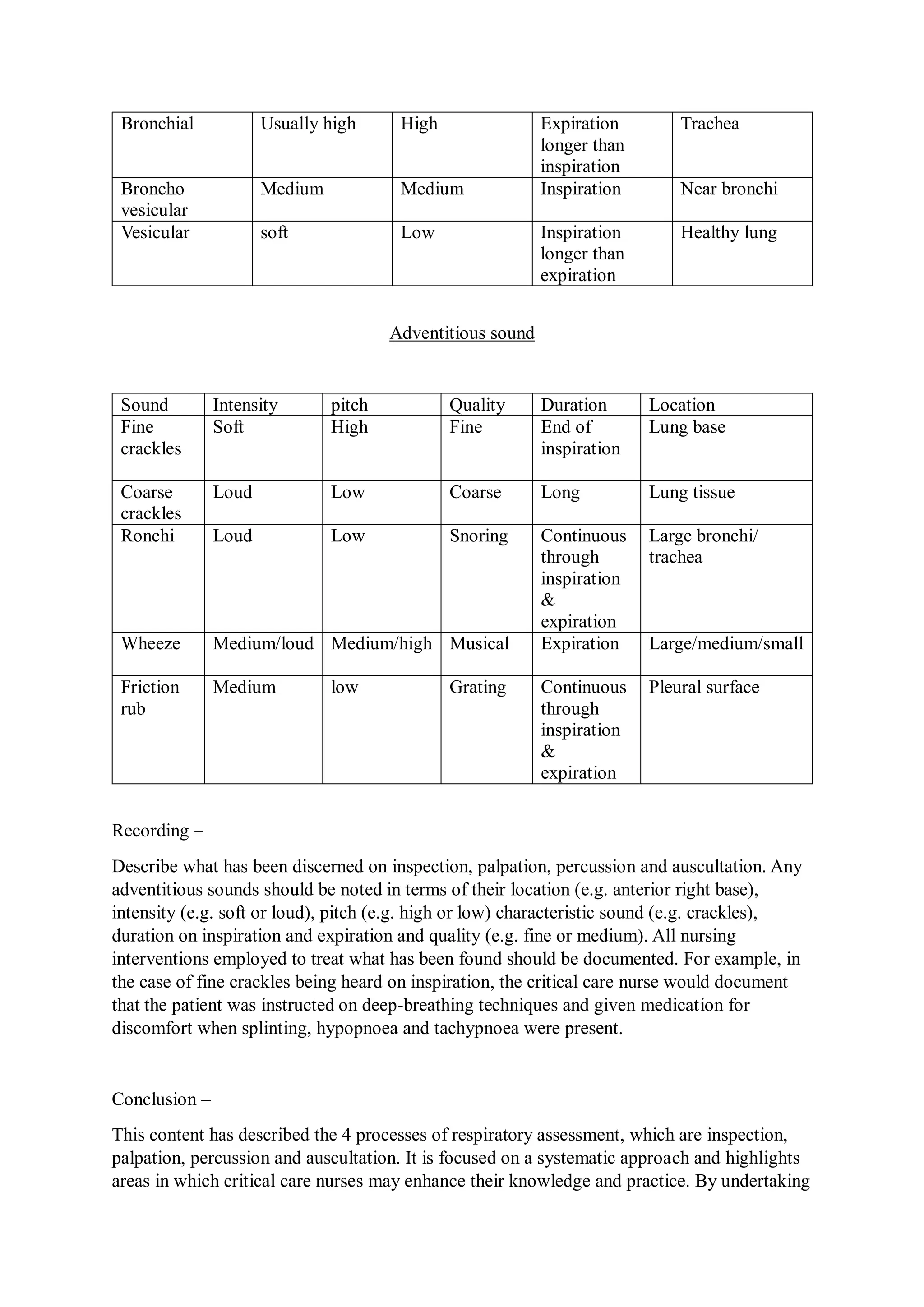 Respiratory assessment for Nurses in brief | PDF