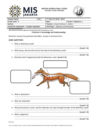 Content organizer digestion and absorption | DOCX