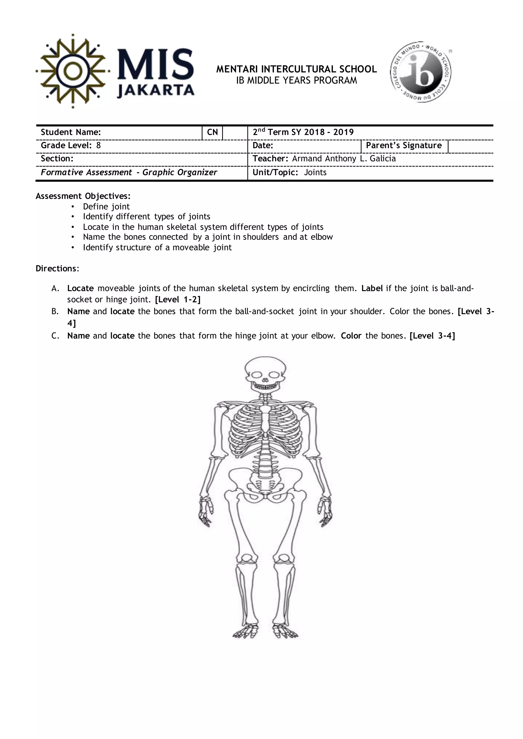 Content organizer joints | DOCX