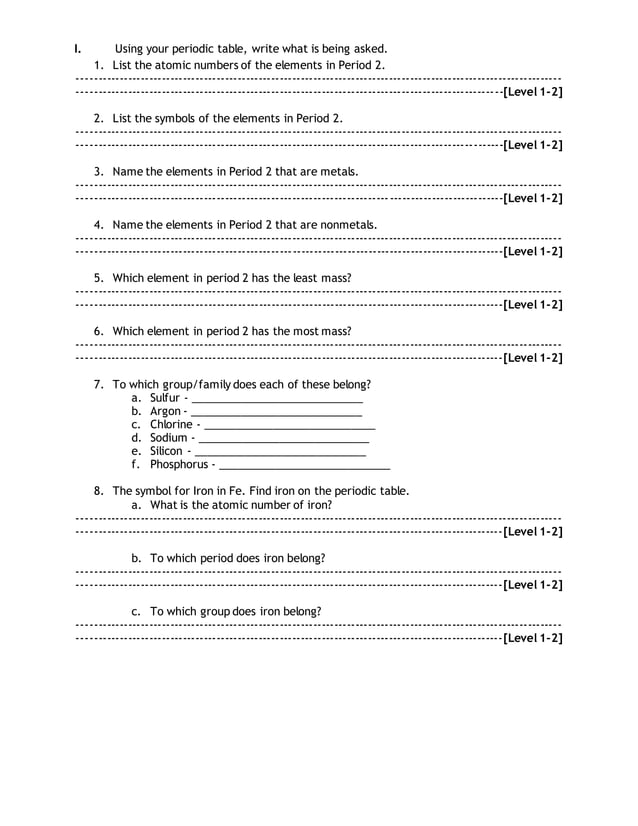 Content organizer organizing the periodic table of elements | PDF