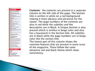 Magazine Contents page textual analysis media studies | PPTX