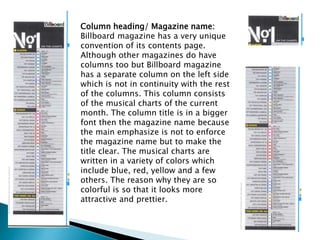 Magazine Contents page textual analysis media studies | PPTX