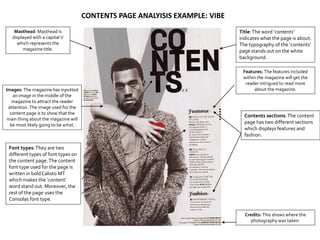 Magazine Contents Page Example
