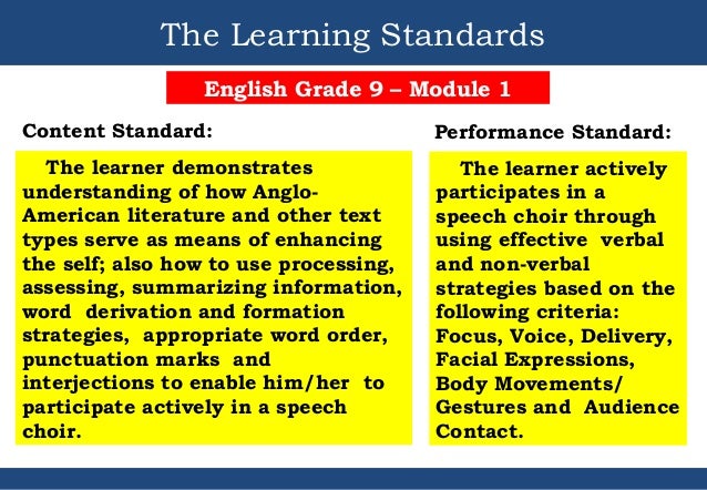 Content,performance standard