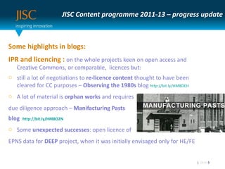 JISC Content programme 2011 13 progress update | PPT