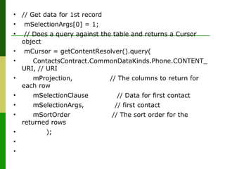 Content Providers in Android | PPT | Databases | Computer Software and Applications