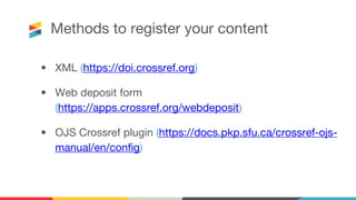 Crossref LIVE Indonesia: Content Registration at Crossref, CRLIVE-ID 14 July 2021 | PPT