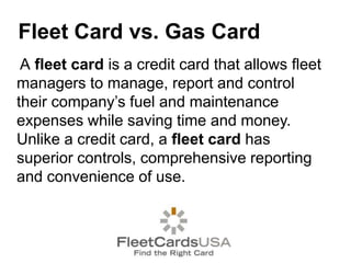 Fleet Cards vs. Gas Cards | PPTX