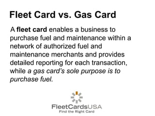 Fleet Cards vs. Gas Cards | PPT