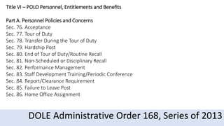 DOLE Administrative Order 168, series of 2013 | PPTX
