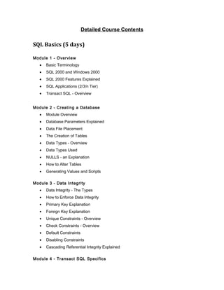 Contents sql | DOC | Databases | Computer Software and Applications