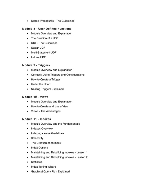 Contents sql | DOC | Databases | Computer Software and Applications