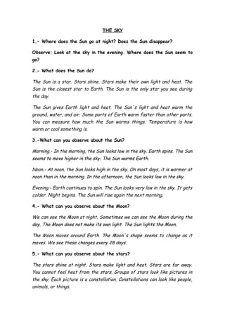 Contents 2 inquiry skills | DOC | Space and Astronomy | Science