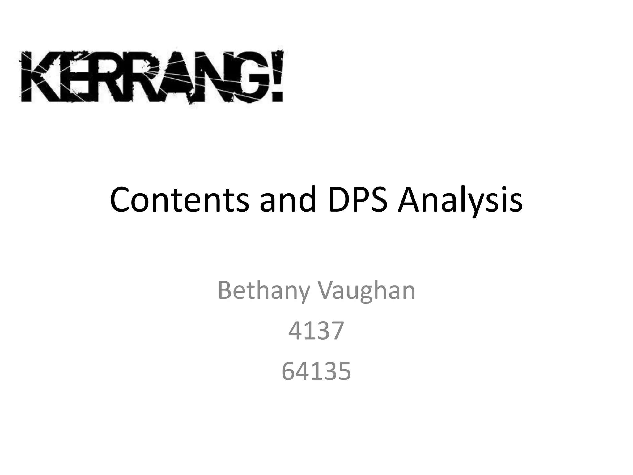 Contents & DPS Analysis | PPTX