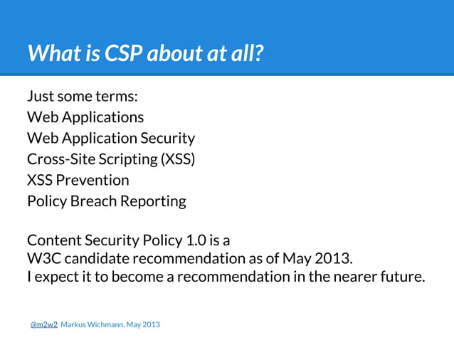 W3C Content Security Policy | PPT