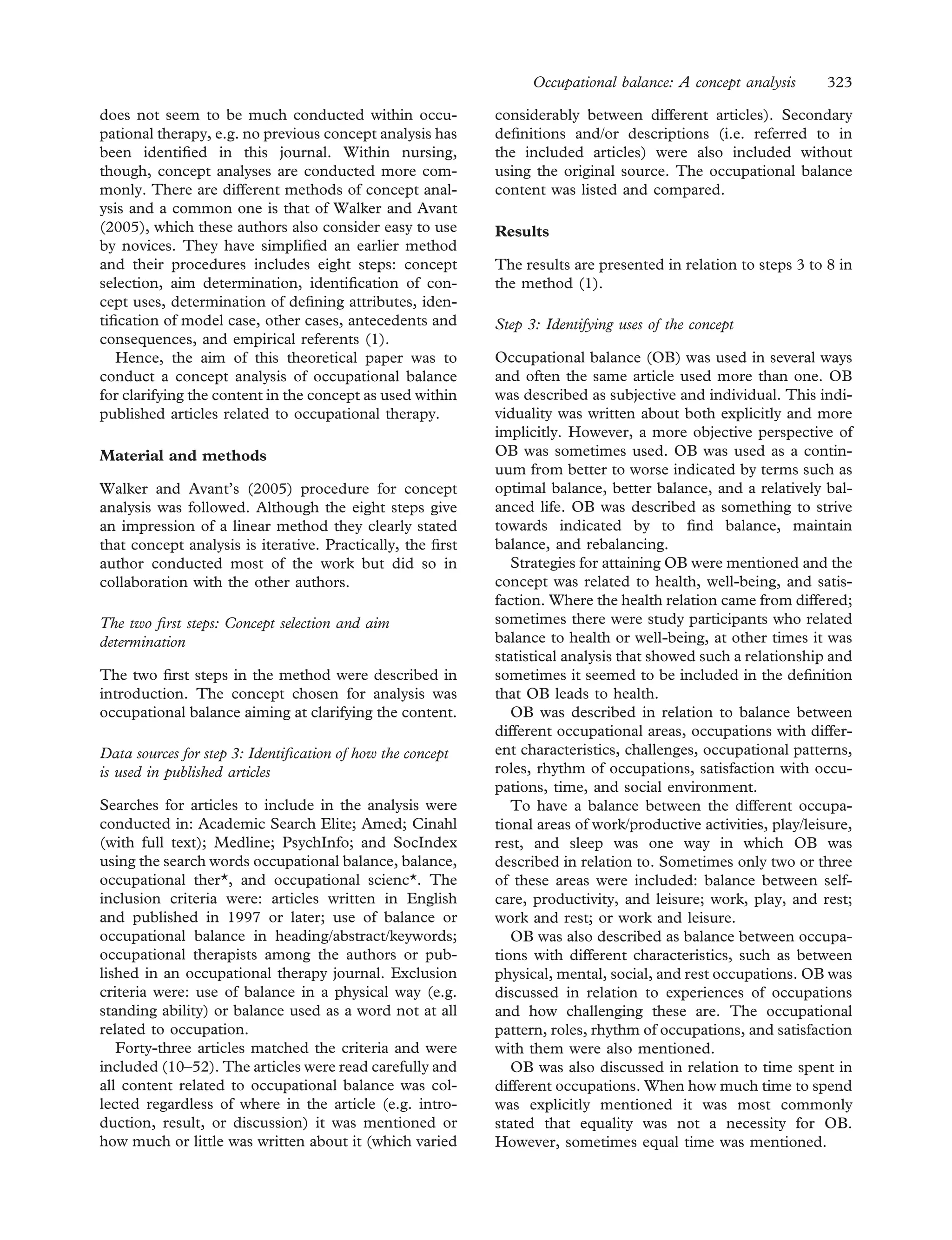 Occupational balance as used in occupational therapy: A concept ...