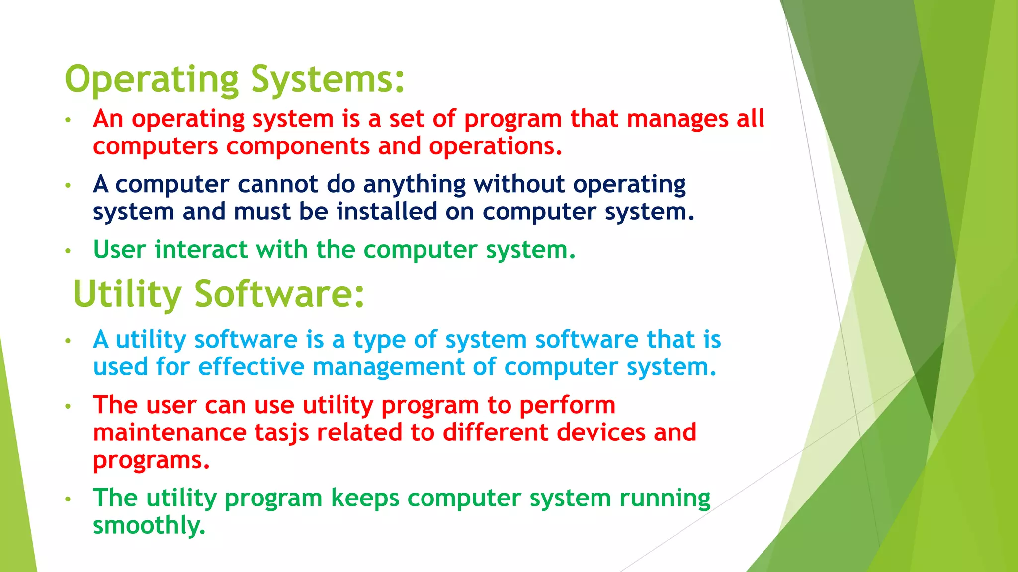 Contents of Computer Software | PPTX | Operating Systems | Computer Software and Applications