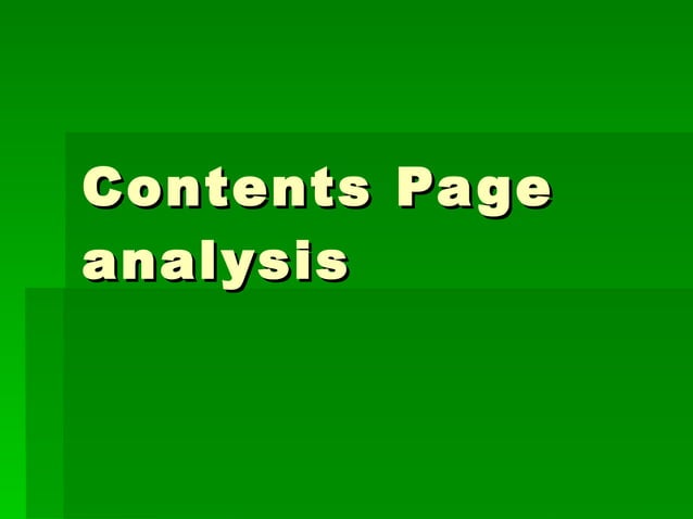 Contents Page Analysis | PPT