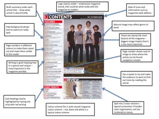 Contents page analysis | PPTX | Desktop Publishing | Computer Software ...