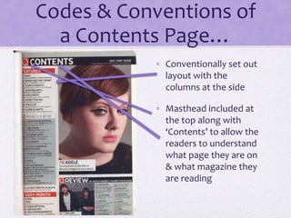 Contents page analysis | PPTX | Desktop Publishing | Computer Software ...